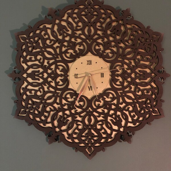 SRI YANTRA SACRED Geometry Wall Clock, Large, Wooden Clock, Wall Art ...