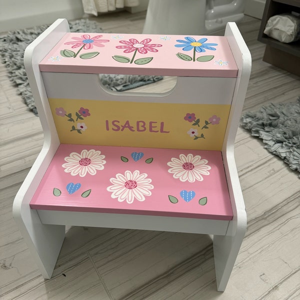 Kids 2 Step Stool,childrens Step Stool,jungle W/vines,hand Painted,boy ...