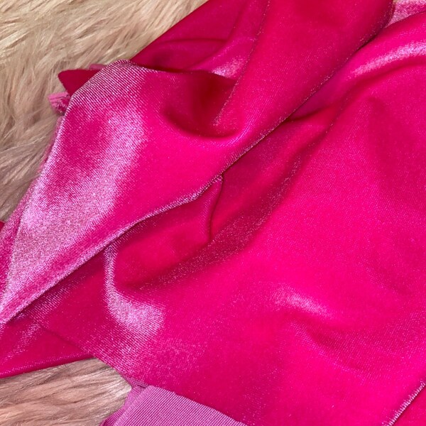 Princess NEON PINK Polyester Spandex Stretch Velvet Fabric for Tops ...