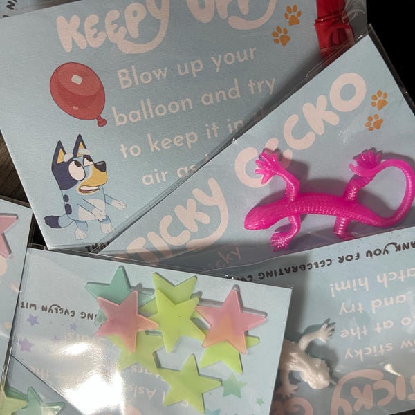Keepy Uppy, Sticky Gecko, Bluey Party Decor, Toddler Party Favors, Dog ...