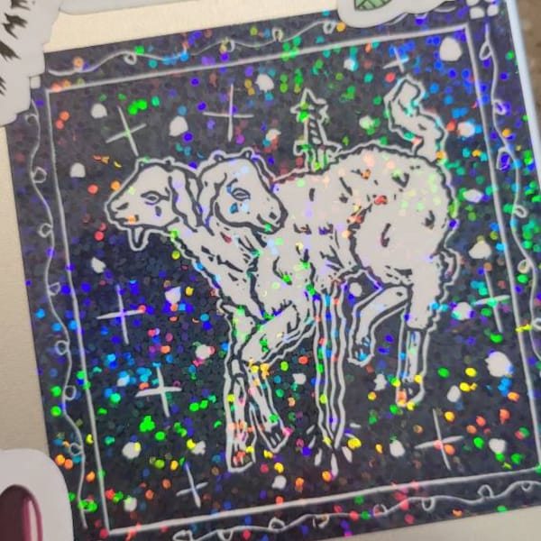 Celestial Two Headed Lamb 3 Inch, 2 Inch Square Holographic Sticker - Etsy