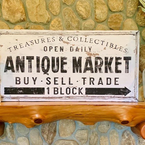 Modern Farmhouse Decor Antique Market Sign Rustic Wall Art Family ...