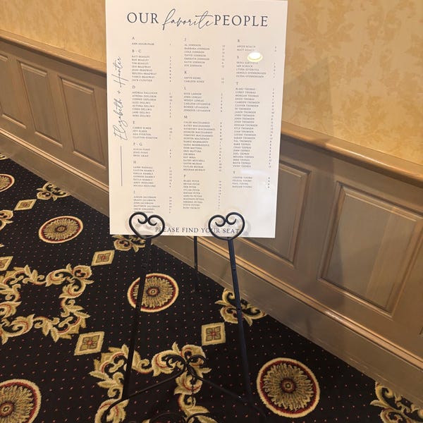 Printed Wedding Seating Chart | Personalized Guest List and Seating ...