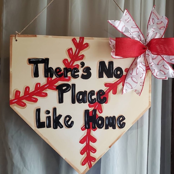 Baseball Home Plate Wood Sign Unfinished Door Hanger Travel Ball Sign ...