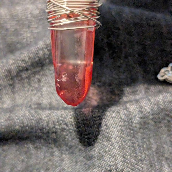 Raw Red Quartz Natural Stone Necklace- 925 Sterling Silver 18k Gold ...