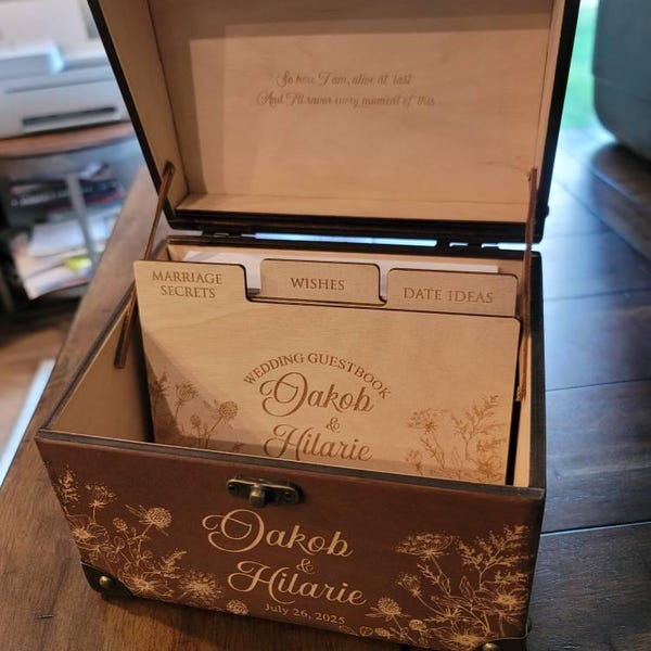 Personalized Recipe Box With Sunflowers, Wooden Recipe Box With 9 ...