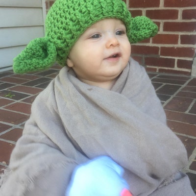 Crochet Green Alien Hat, Crochat Alien Baby Costume, Yod Hat, Halloween ...