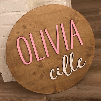Round Name Sign Kit Nursery Decor Round Nursery Name Sign Wooden Name ...