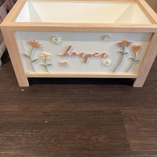 Blooming Cacti Toy Chest With Name - Toy Storage - Nursery Decor - 1st ...