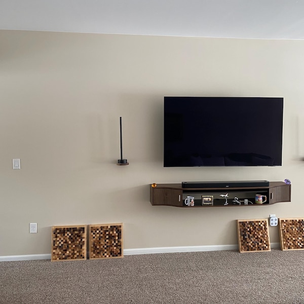 Wood Wall Art | Sound Diffuser | Contemporary Wall Sculpture | Wooden ...