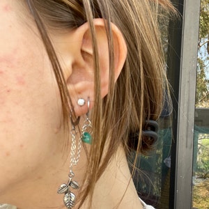 Double Piercing Earring Set With Crystals, Two Hole Earring, Double ...