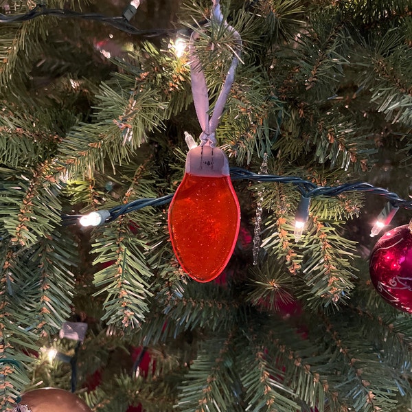 Light Bulb Ornament, Fused Glass, Handmade, Unique, Handcrafted, Glass ...