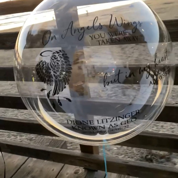 Celebration of Life Balloon, Custom Memorial Balloon, on Angels Wings ...