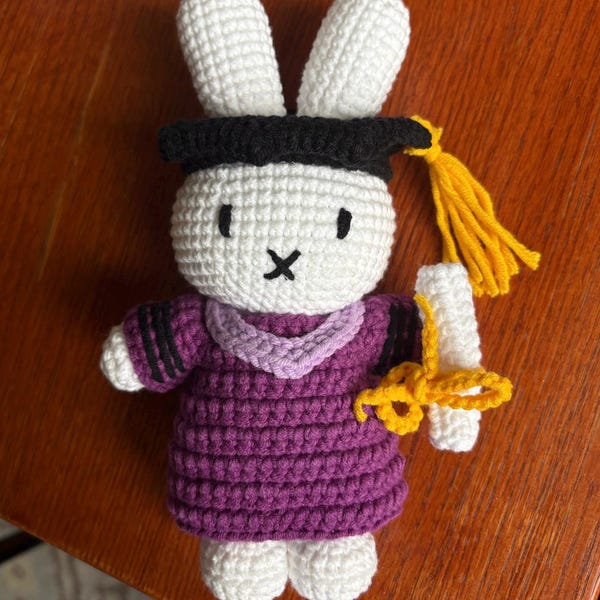 Crochet Graduation Bunny | Handmade Miffy Doll | Amigurumi Graduation ...