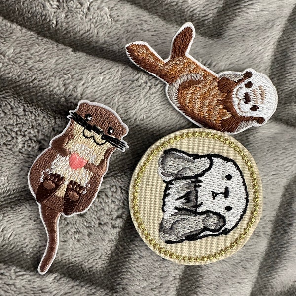 Set of 3pcs 60pcs Bulk Lot Small Animal Otter Beaver Embroidered Iron ...
