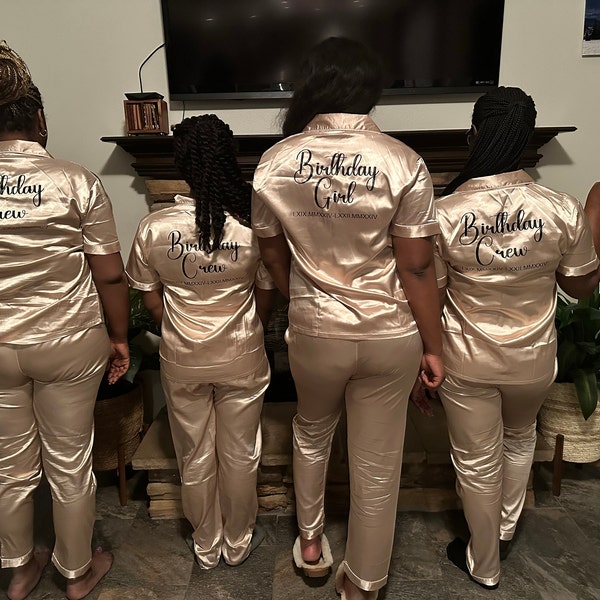 Sleepover Party Pjs, Personalized Plus Size Pjs, Custom Satin Pajamas ...