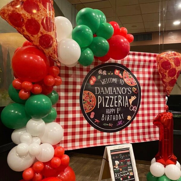 Pizza Party Photo Backdrop, Pizzeria Backdrop, Pizza Theme Birthday ...