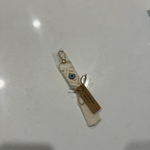 Macrame Key Chain Boho Custom Name Bridal Shower Gift & Guest Favors Name Tag Bridesmaids ...