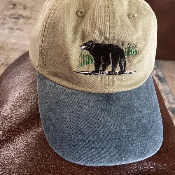 BLACK BEAR HAT - One Embroidered Men Women Wildlife Baseball Cap ...
