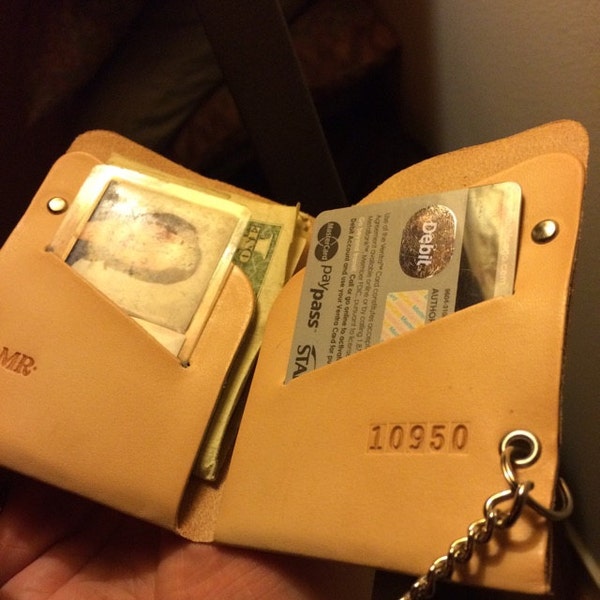 Men's Leather Chain Wallet, Men's Chain Wallet, Thin Leather Chain ...