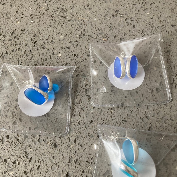 MANY COLOURS of Sea Glass Long Stem Dangle Earrings Rare Variety of Eye ...