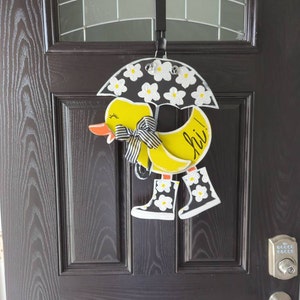 Spring Front Door Hanger, Wood Door Hanger, Duck Door Hanger, Flower ...