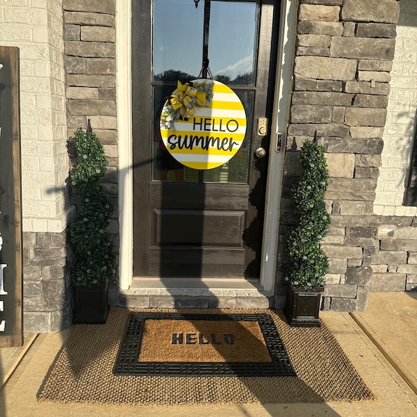 Front Door Decor, Lemon Hello Summer Door Hanger, Summer Wreath Porch ...