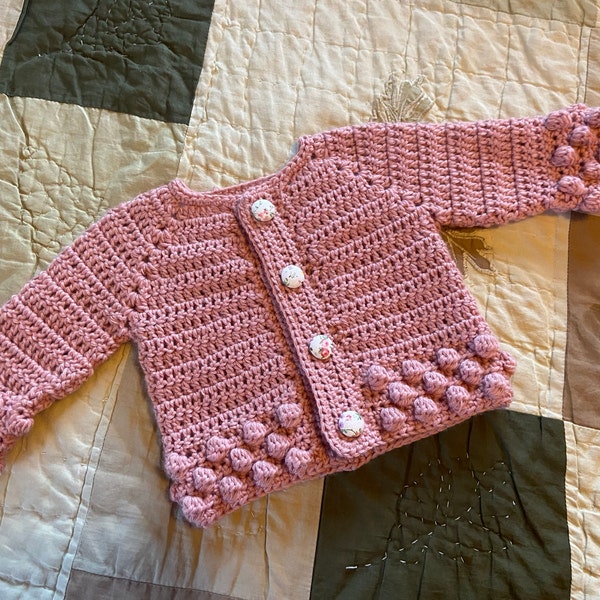 BOBBLE JACKET Crochet Pattern, Little Puffs Coatigan - for Babies and ...