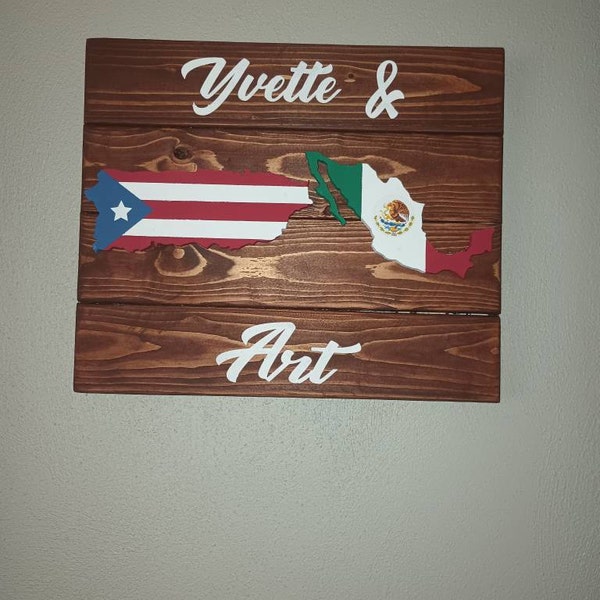 Personalized Two Countries Wood Sign - Etsy