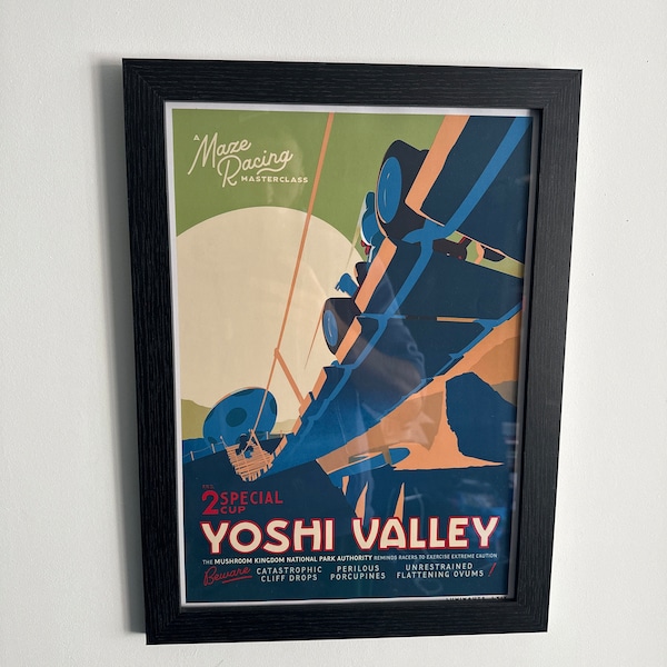 Mario Kart Inspired Yoshi Valley Vintage Style Artwork - Poster Print ...