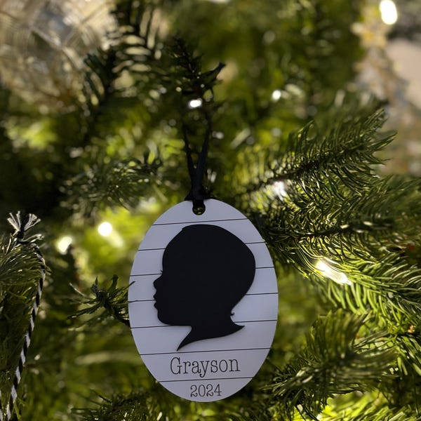 Silhouette Ornament. Custom Silhouette Keepsake Gift Ornament. Kids ...