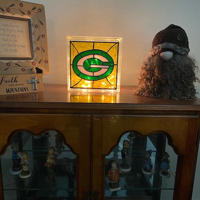 Chicago Cubs Baseball Reclaimed Glass Block Light/nightlight Leaded ...