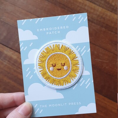 Happy Sun Embroidered Patch Iron on Patch Yellow Embroidery Patches ...