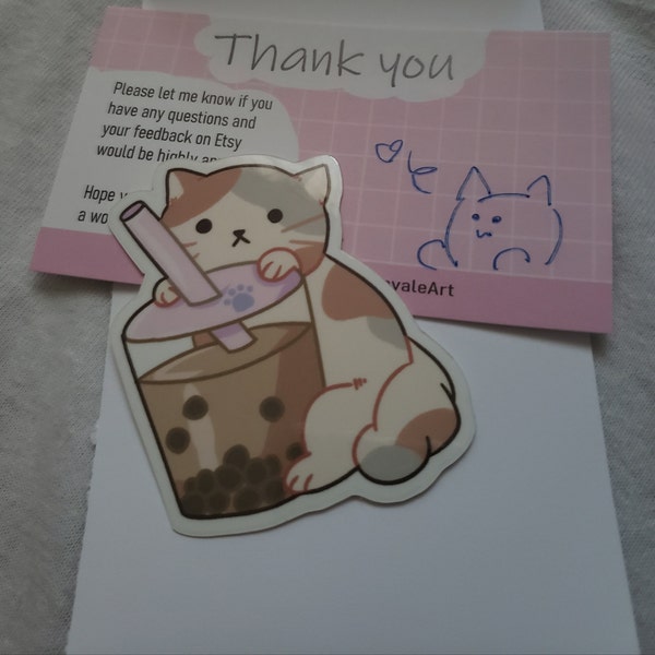 Cat With Asian Drinks Stickers/bubble Tea/ Soju/yakult/ramune/boba/yogurt/kawaii/cute - Etsy