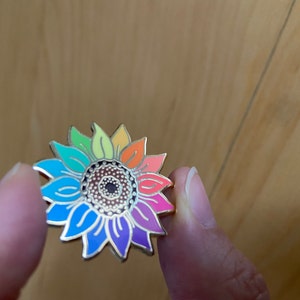 Rainbow Sunflower Pin: Flower Lover Pin Floral Gift Ideas Unity Rainbow ...