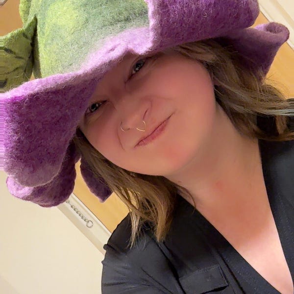 Yellow Flower Wool Felt Hat, Sauna Hat, Adult Wool Hat, Fairy Hat ...