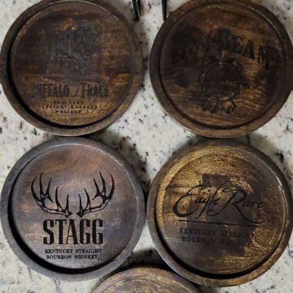 Custom Whiskey Bourbon Wooden Coasters - Free Shipping! Qty 5 Wood ...