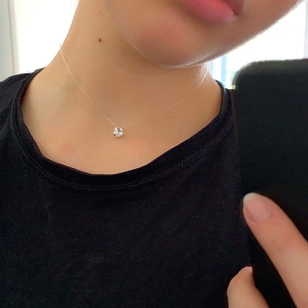 Invisible Necklace Small Solitaire Pendant Crystallized Pure Brilliance ...