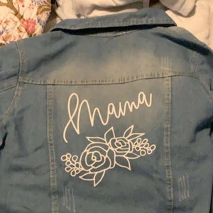 MAMA Jacket Mom Jean Jacket Mama Denim Jacket New Mom Gift Baby Shower ...