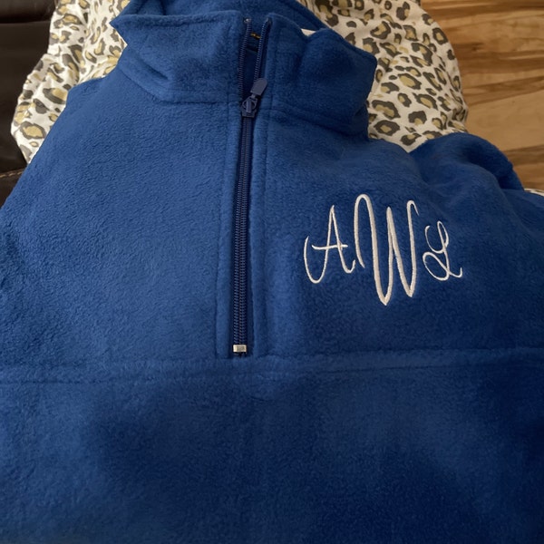 Monogrammed Pullover Quarter Zip Fleece Jacket, Personalized Fall ...