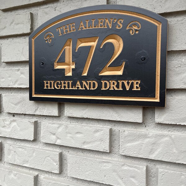14x 9.5 Olive Branch Detail House Number Engraved Plaque, Housewarming ...