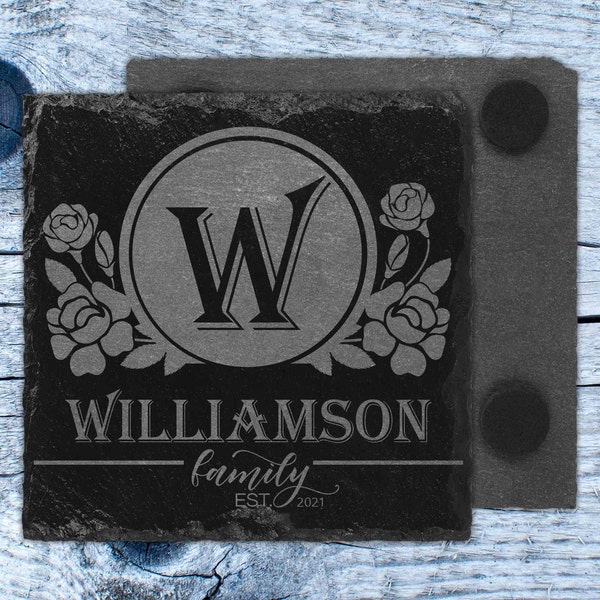 Square Slate Laser Etched Coaster Mockup | Add Your Own Image and ...