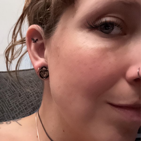 Flying Dragon Stud, Threadless Flat Back Earring, Minimalist Style, A ...