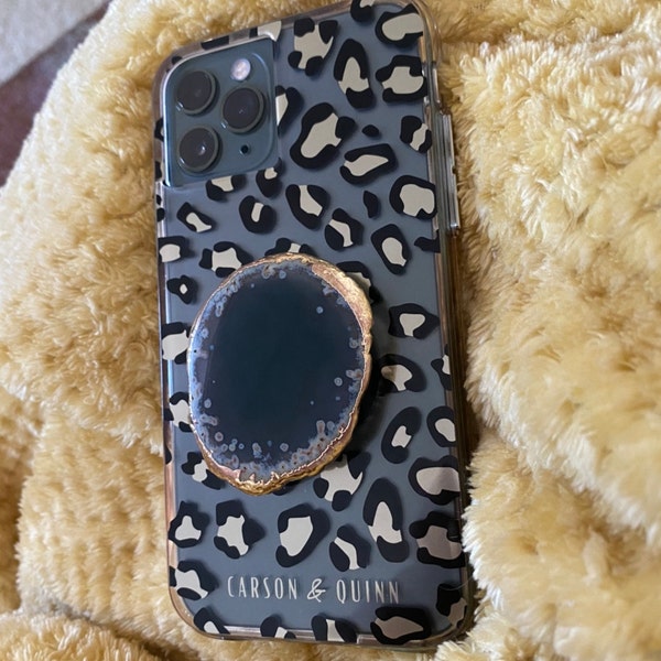 Customized Pop Sockets GREEN With Gold / Copper Plated Gemstone Pop Out ...