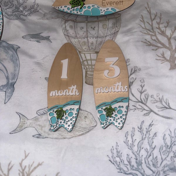 Surfboard Milestone, Beach Theme Milestone, Surfboard Announcement ...