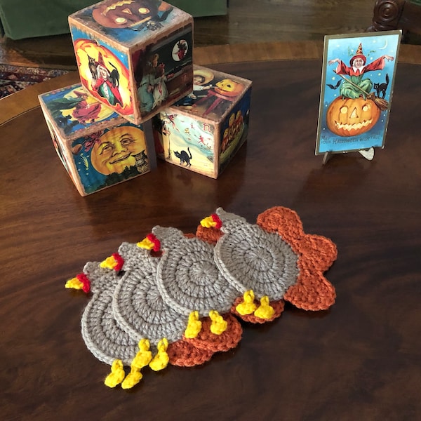 Turkey Coasters - Thanksgiving Coaster - Turkey Mug Rug - Holiday ...