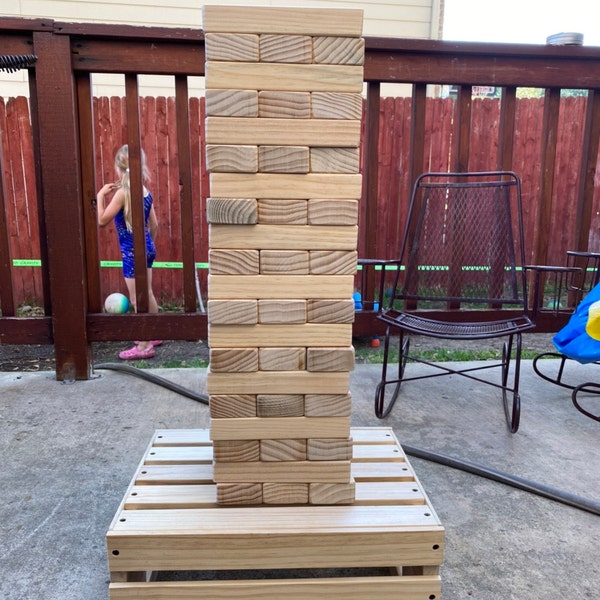 Premium Giant Tower Game With Storage Crate / Outdoor Game Table Set ...
