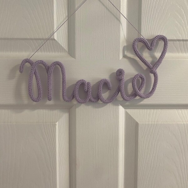 Beaded Knitted Name - Wire Word Name Wall Hanging - Nursery Newborn ...