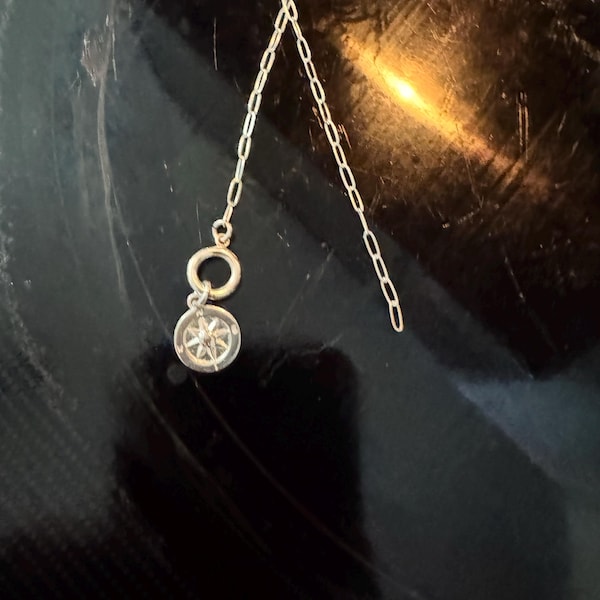 Sterling Silver Compass Necklace, Paperclip Chain Necklace With Toggle ...