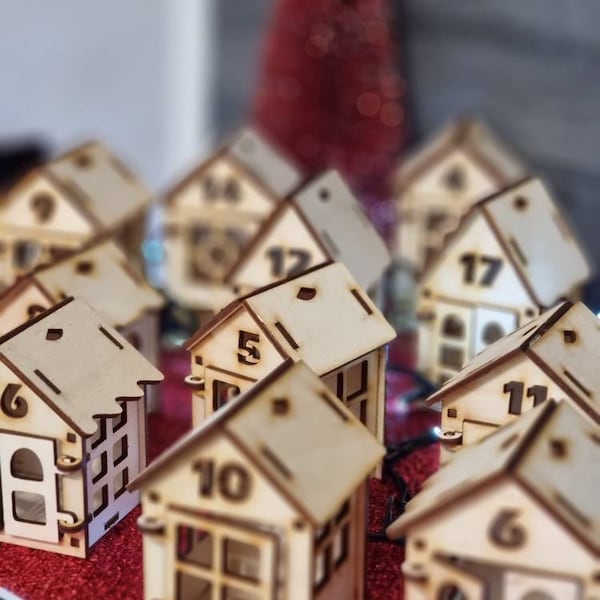 Advent Calendar SVG | 24 Laser Cut Houses | Christmas Village Template ...